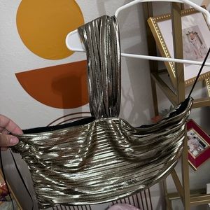 Zara | Tops | Zara Metallic Silver One Shoulder Top Nwt Size Large ...